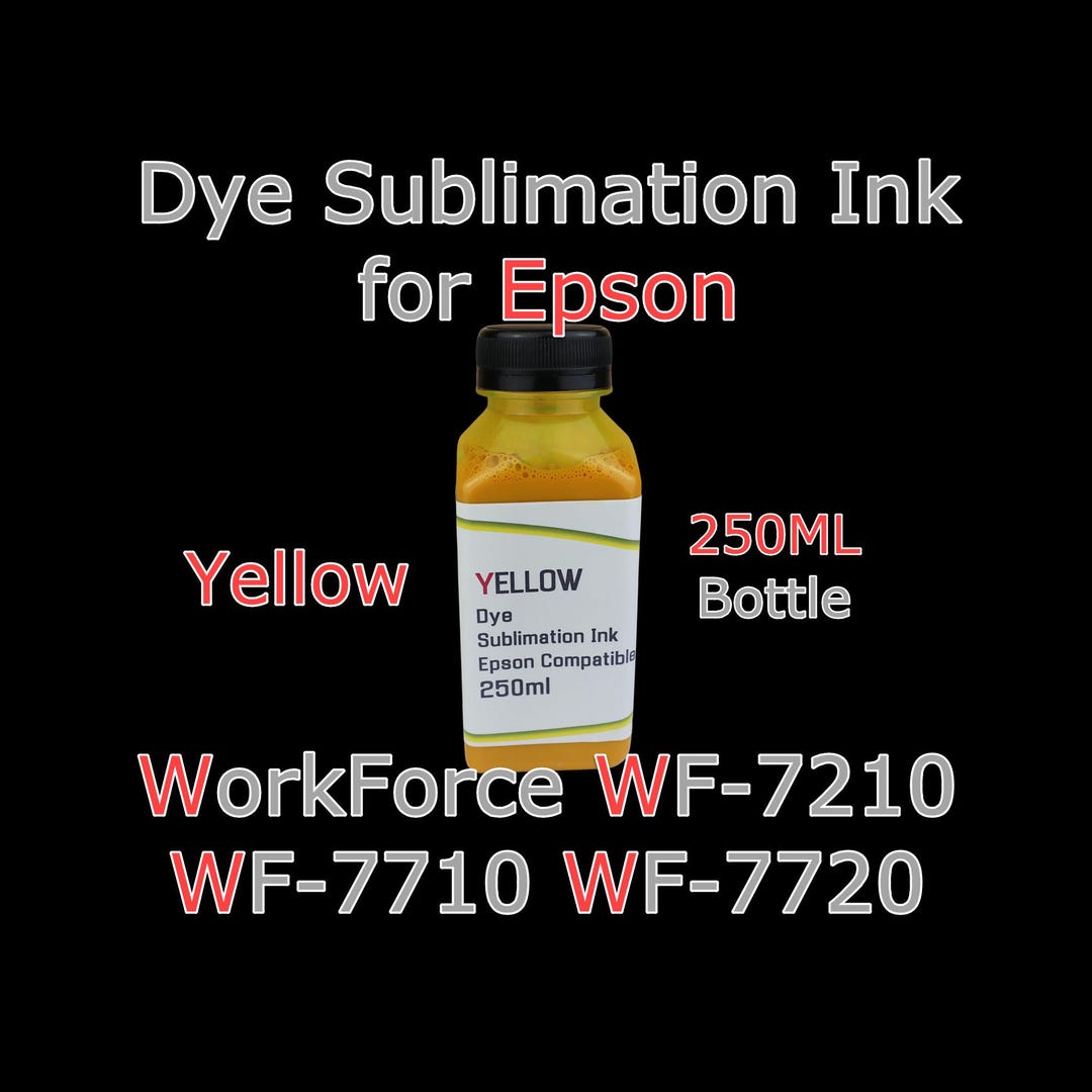 Yellow Dye Sublimation Ink 250ml Bottle for Epson Workforce WF-7210 WF ...