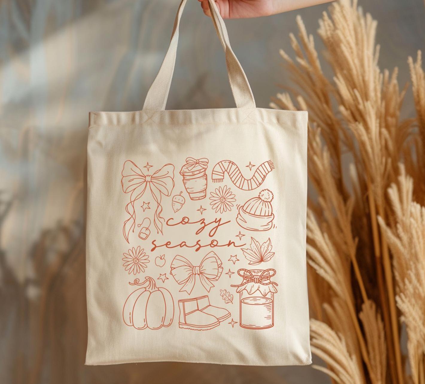 Cozy Fall Vibes Tote Bag: Autumn Doodle Design - Etsy