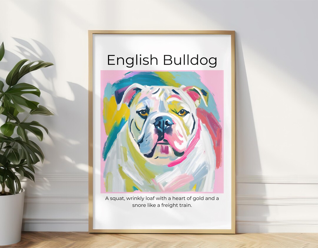 English Bulldog Wall Art, Bulldog Art, Dog Mom Gift, Bulldog Print ...
