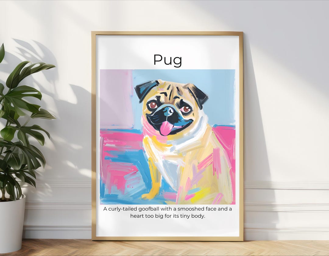 Pug Wall Art, Pug Gift, Pug Print, Gift for Pug Lovers, Funny Dog Wall ...