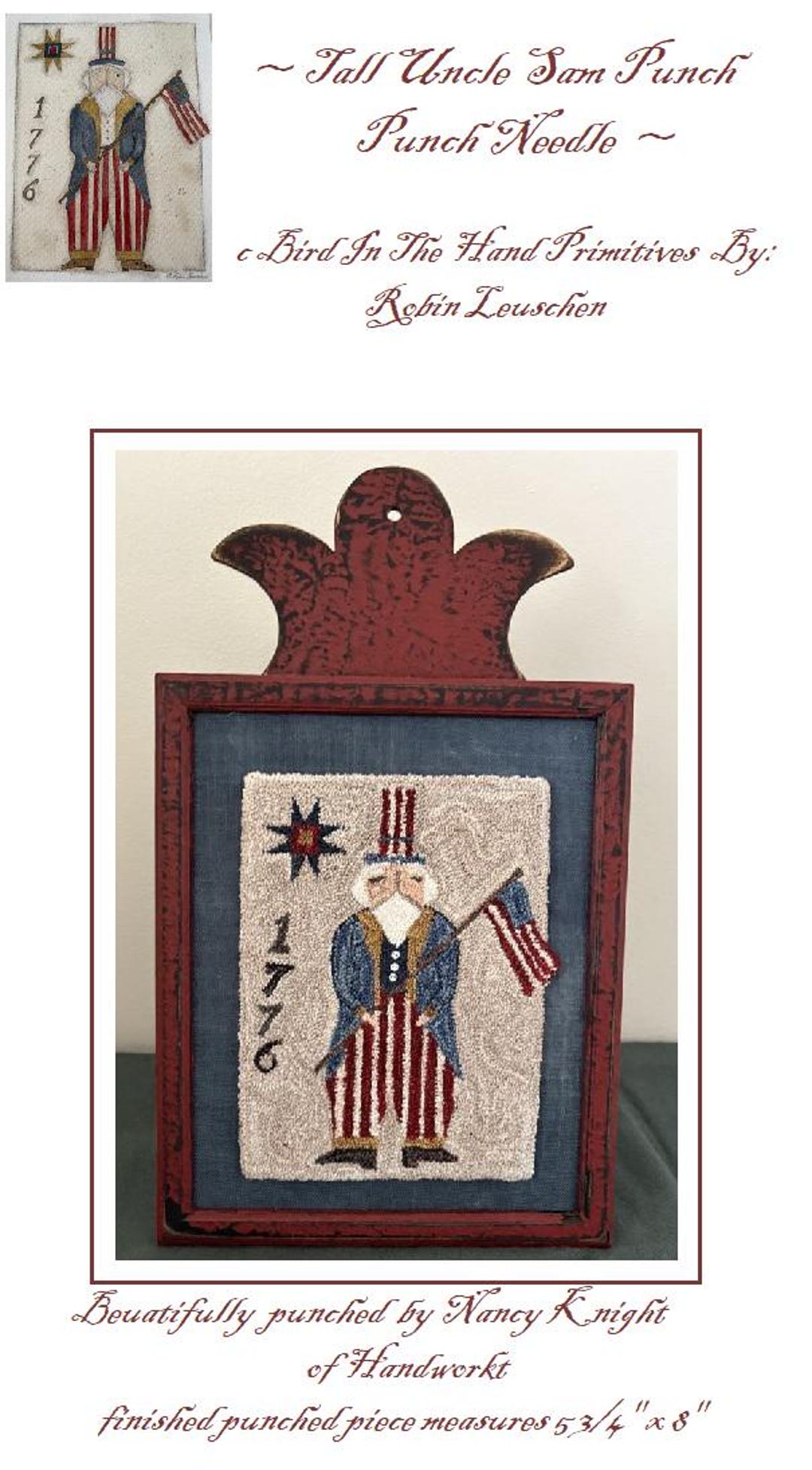 Tall Uncle Sam Punch Needle Paper Pattern - Etsy