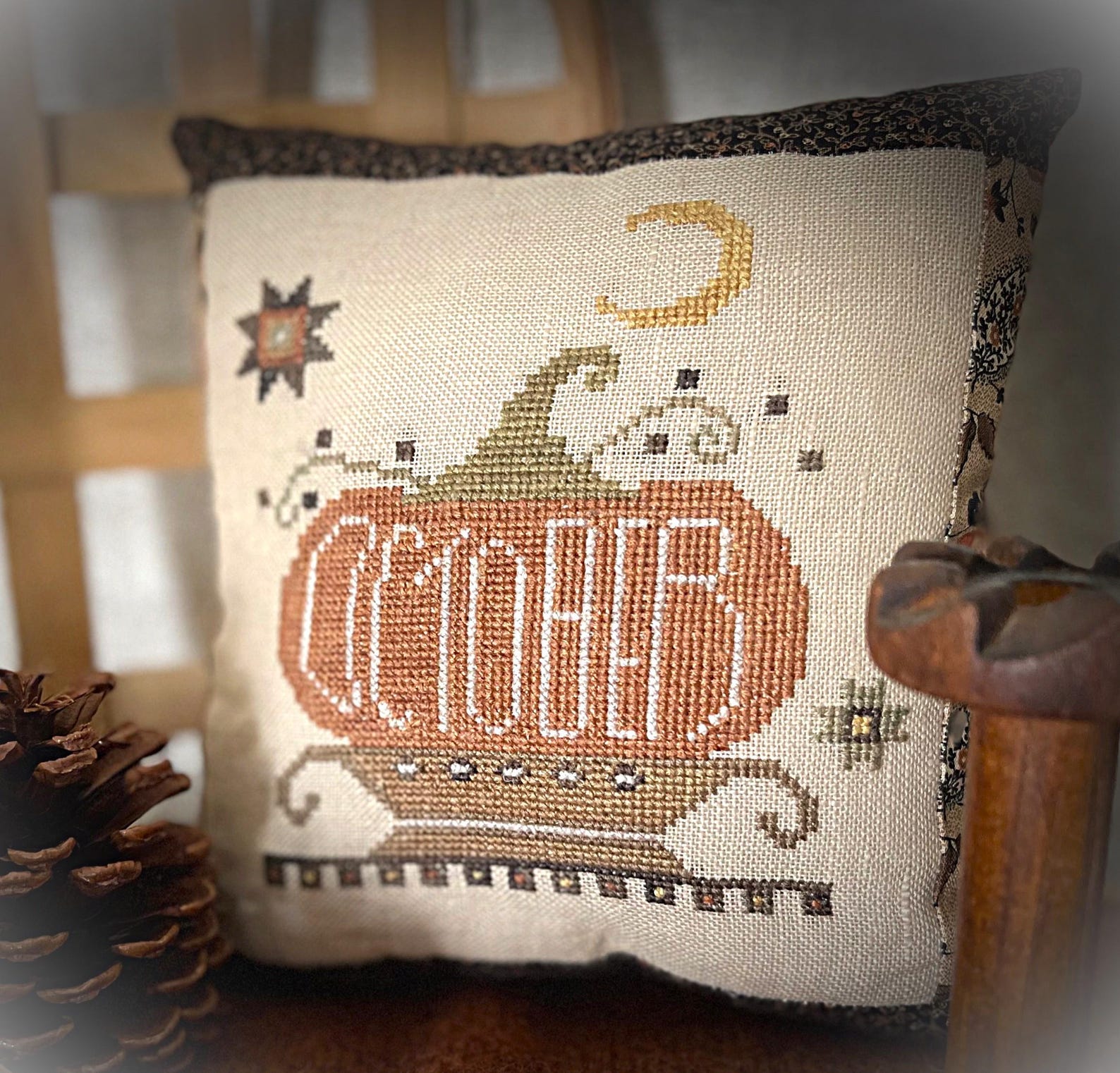 October Pumpkin Cross Stitch Paper Pattern - Etsy