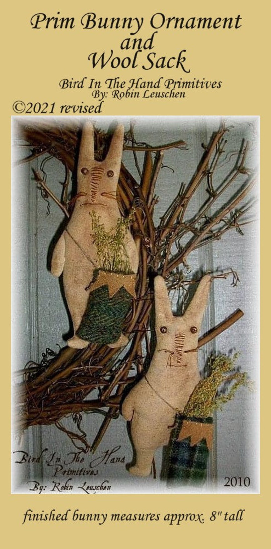 Primitive Bunny Ornament With Wool Sack - Etsy