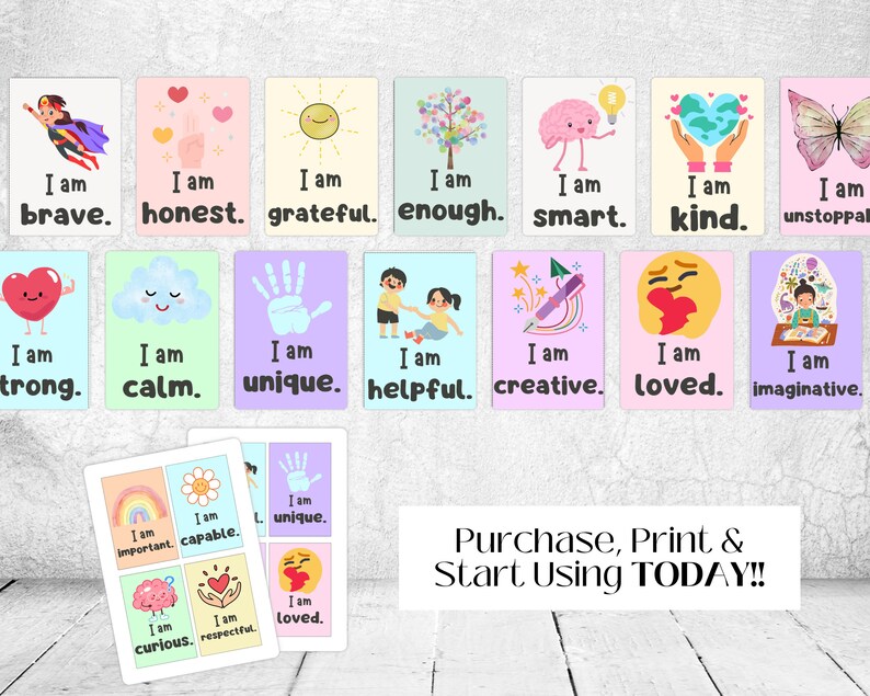 Printable Affirmation Cards for Kids Feel Good Flashcards Instant ...