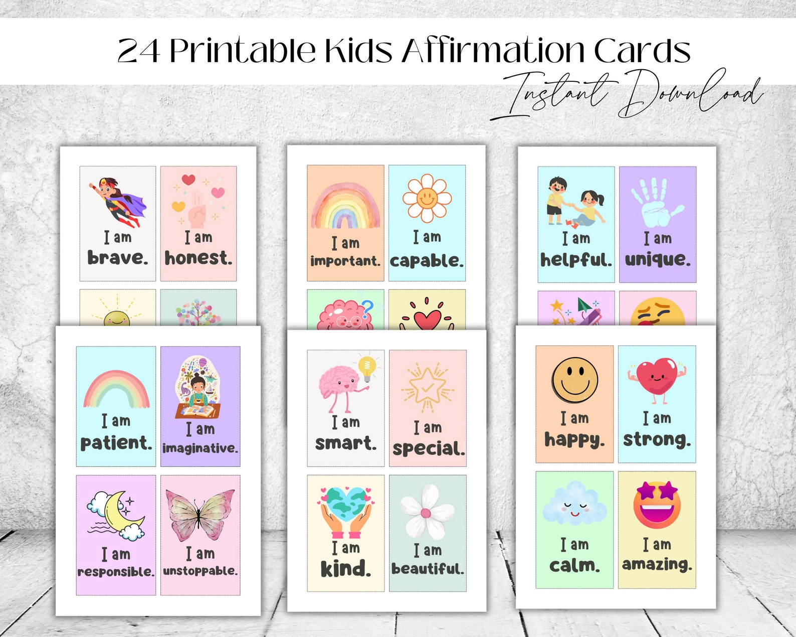 Printable Affirmation Cards for Kids Feel Good Flashcards Instant ...