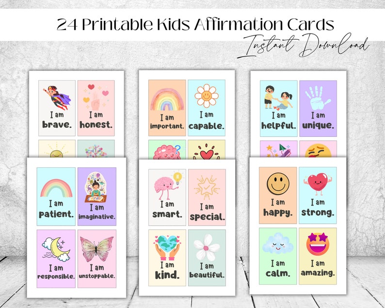 Printable Affirmation Cards for Kids Feel Good Flashcards Instant ...