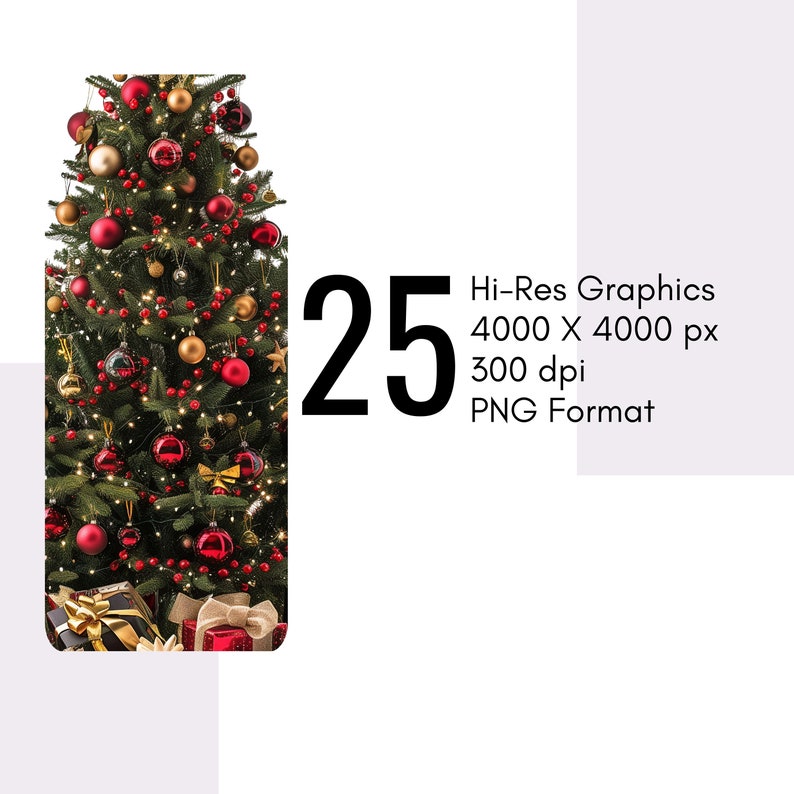 Realistic Christmas Trees Clipart - Decorated Holiday Trees, Festive ...