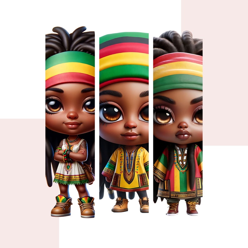 Rastafarian Women Chibi Clipart - Vibrant Rasta Collection - Etsy
