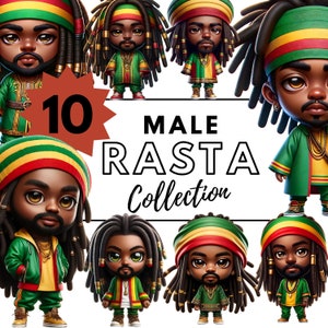 Rastafarian Men Chibi Clipart - Colorful Rasta Collection - Etsy