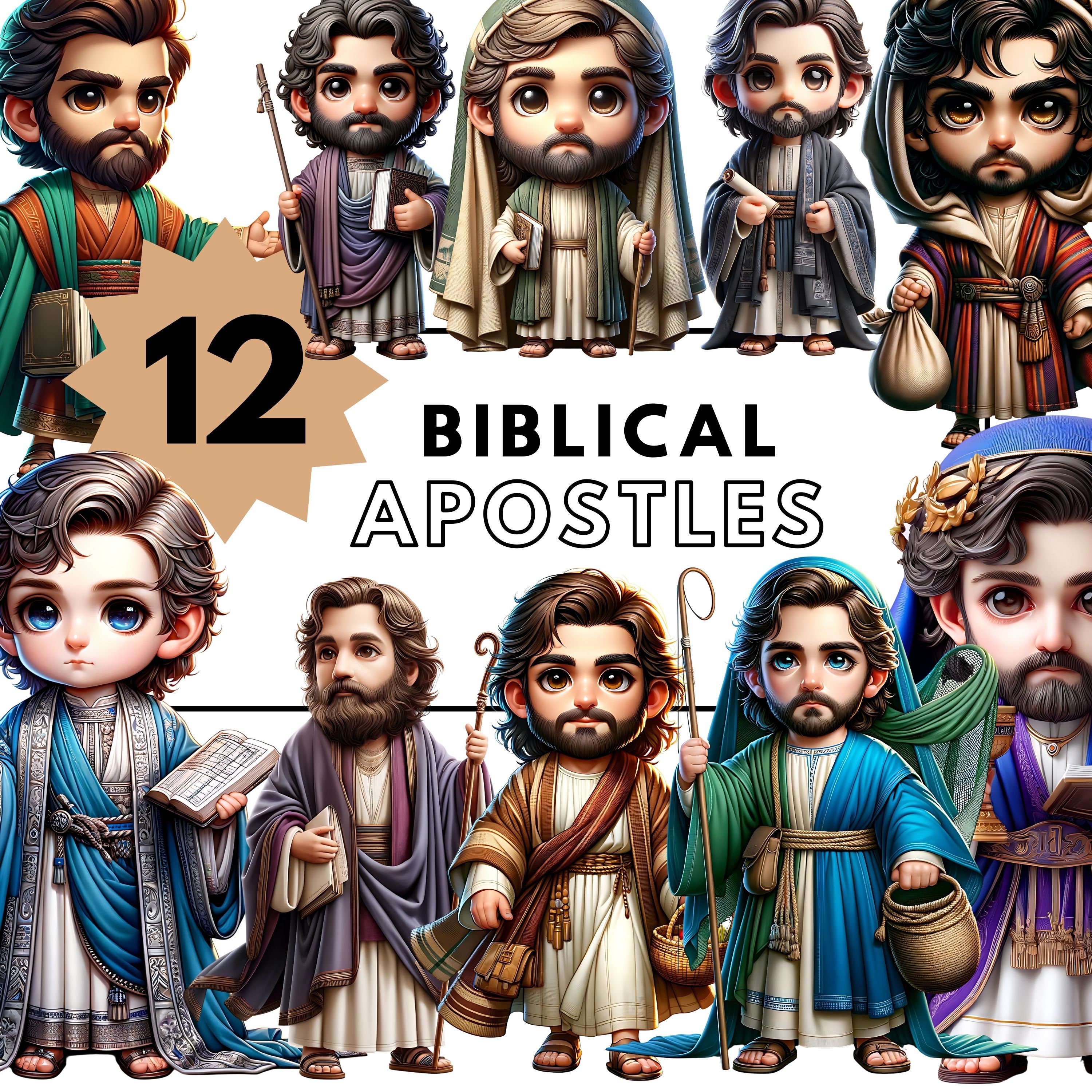 The 12 Apostles Realistic Clipart - Biblical Disciples Collection - Etsy