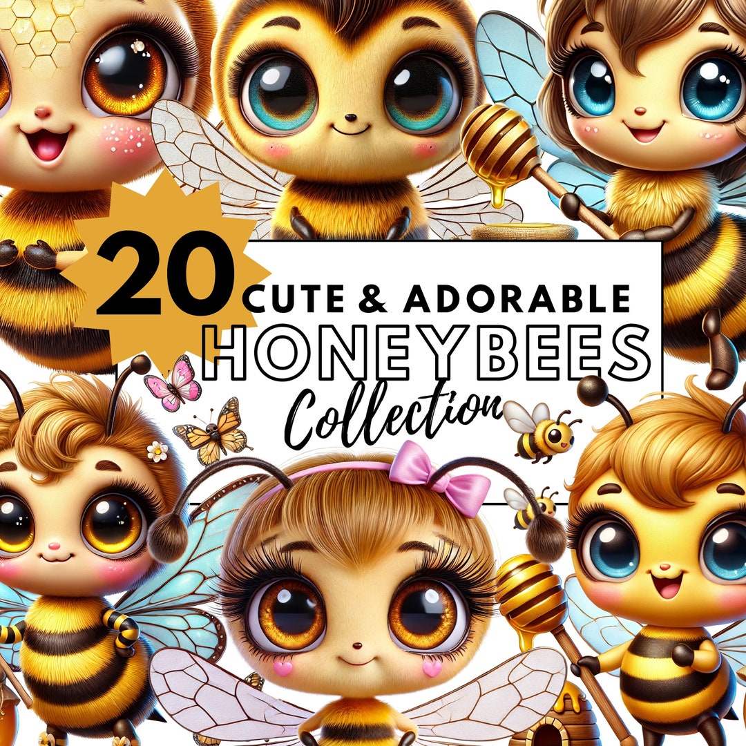 Adorable Honey Bee Clipart - Bee Illustrations, Cute Insect Graphics - Etsy
