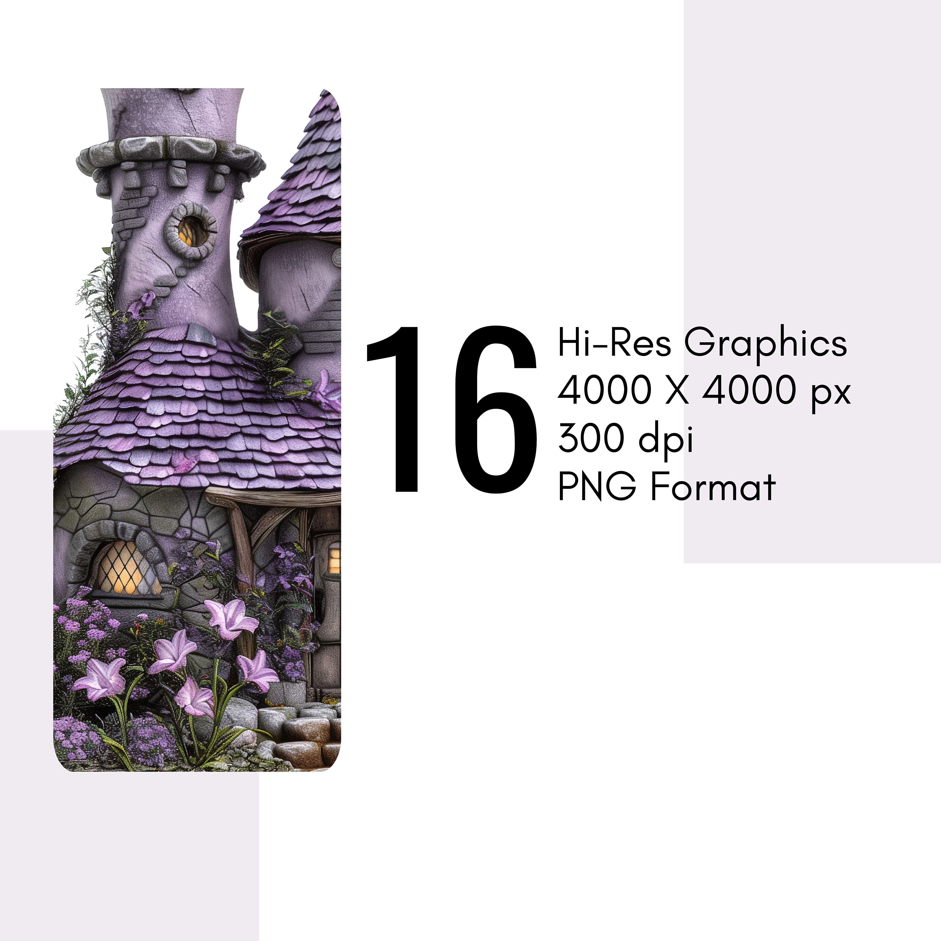 Purple Dream Fairy Houses Clipart - Cute Fantasy Homes, Dreamy Fairy ...