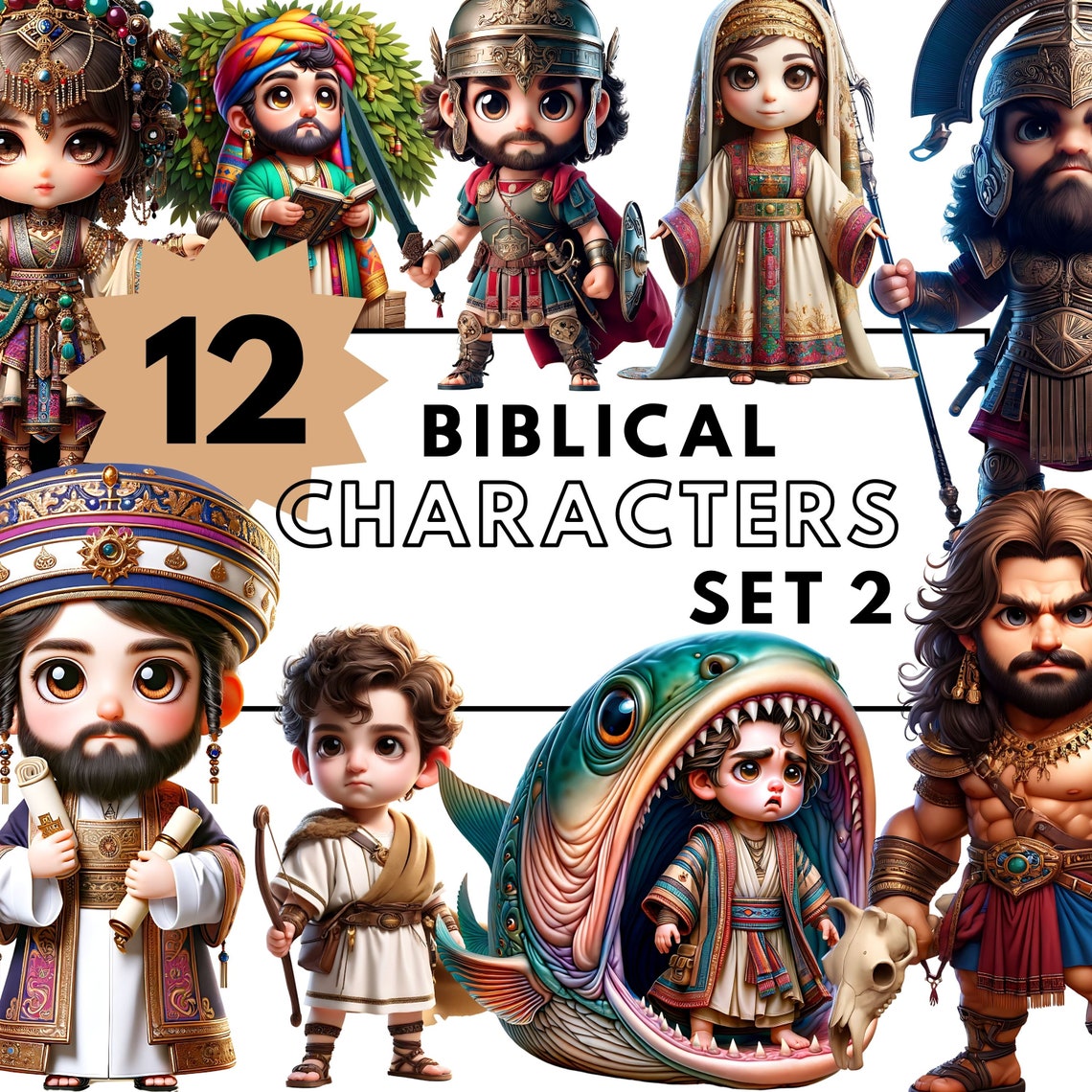 Realistic Bible Characters Clipart Set 2 - Sacred Figures Collection ...