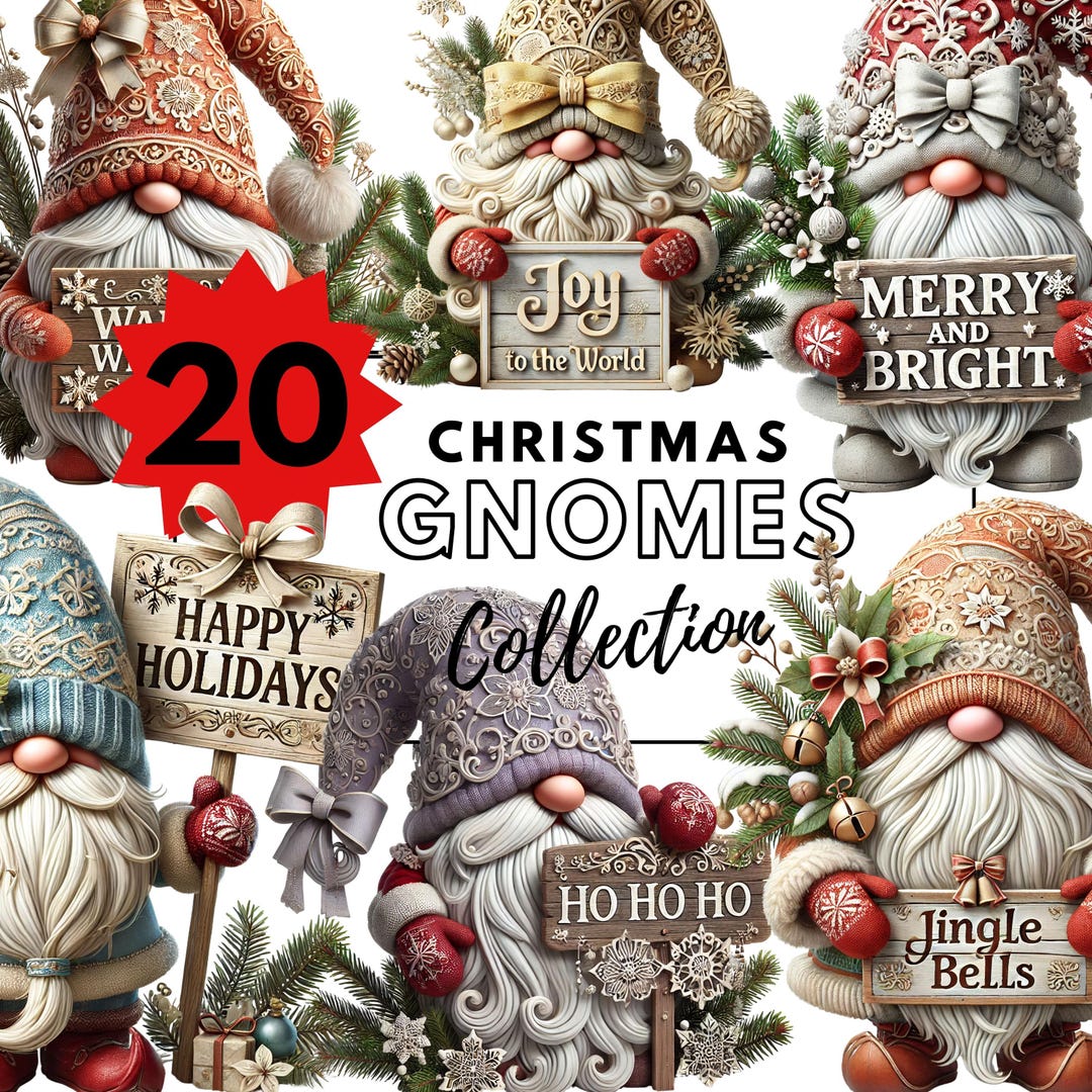 Christmas Gnome Clip Art Bundle: Festive Holiday PNG Clipart ...