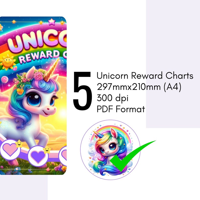 Unicorn Reward Charts for Kids 5 Unique Printable Reward Charts for ...