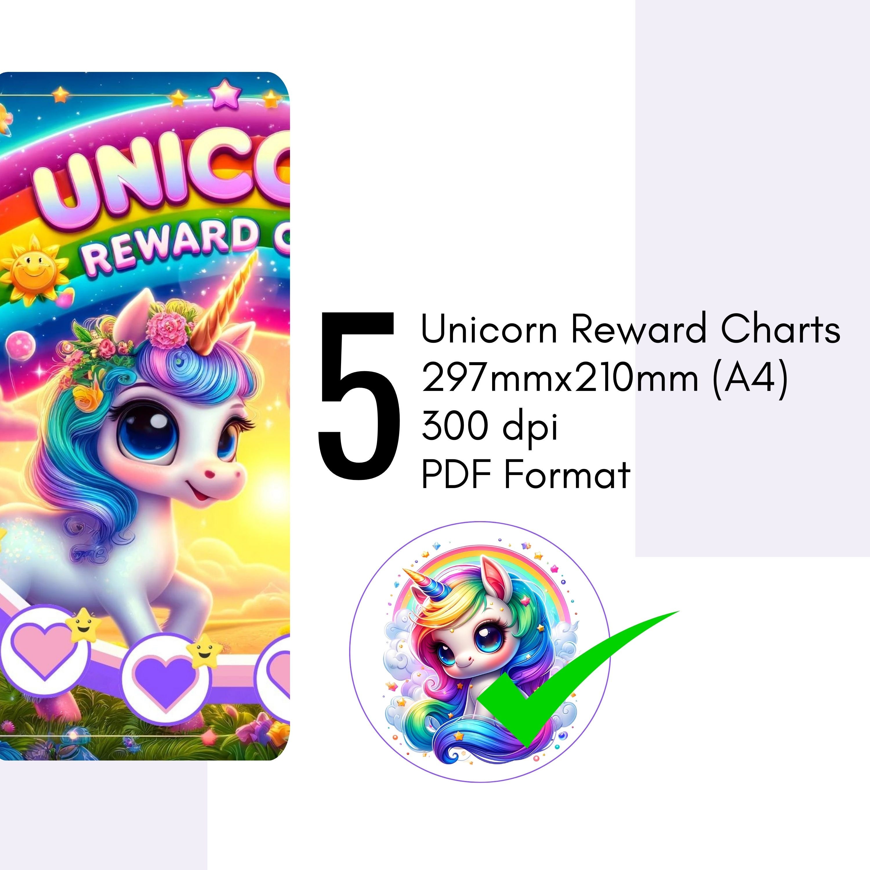 Unicorn Reward Charts for Kids 5 Unique Printable Reward Charts for ...