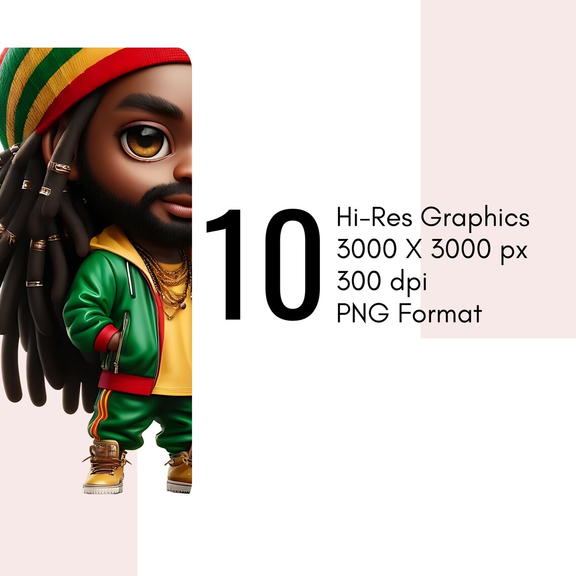 Rastafarian Men Chibi Clipart - Colorful Rasta Collection - Etsy