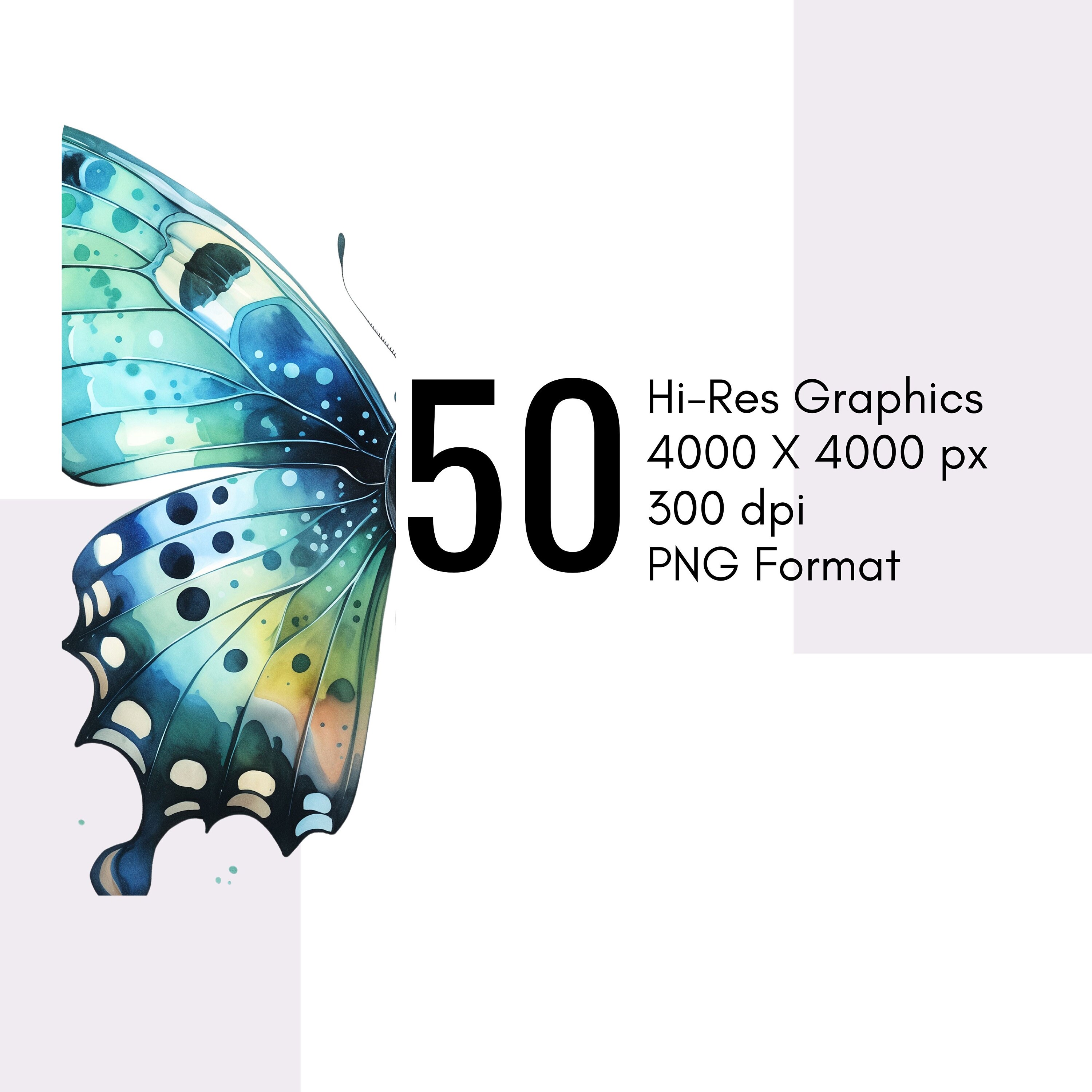 Butterfly Watercolor Clipart Bundle 50 Exquisite Hand-painted Style ...