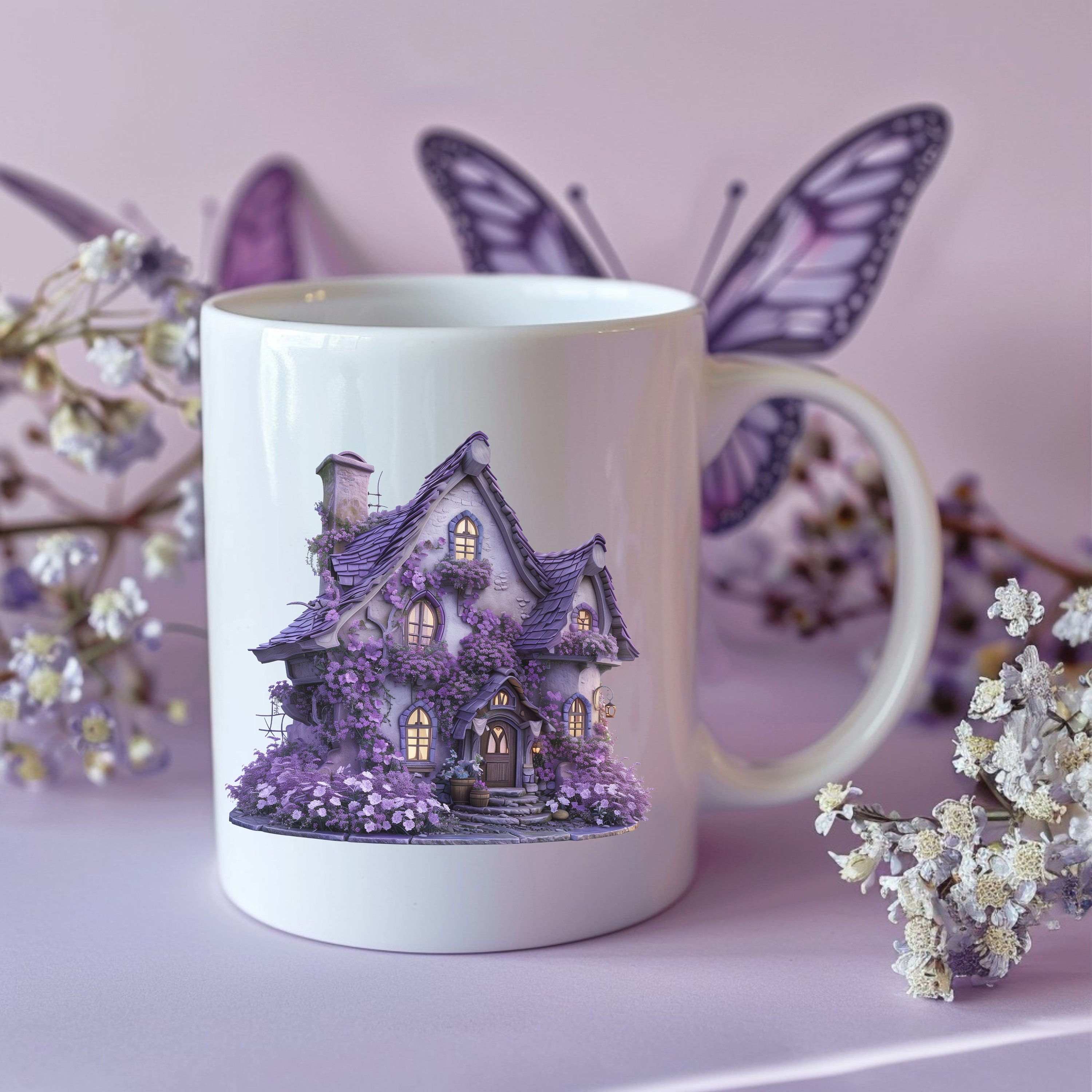 Purple Dream Fairy Houses Clipart - Cute Fantasy Homes, Dreamy Fairy ...