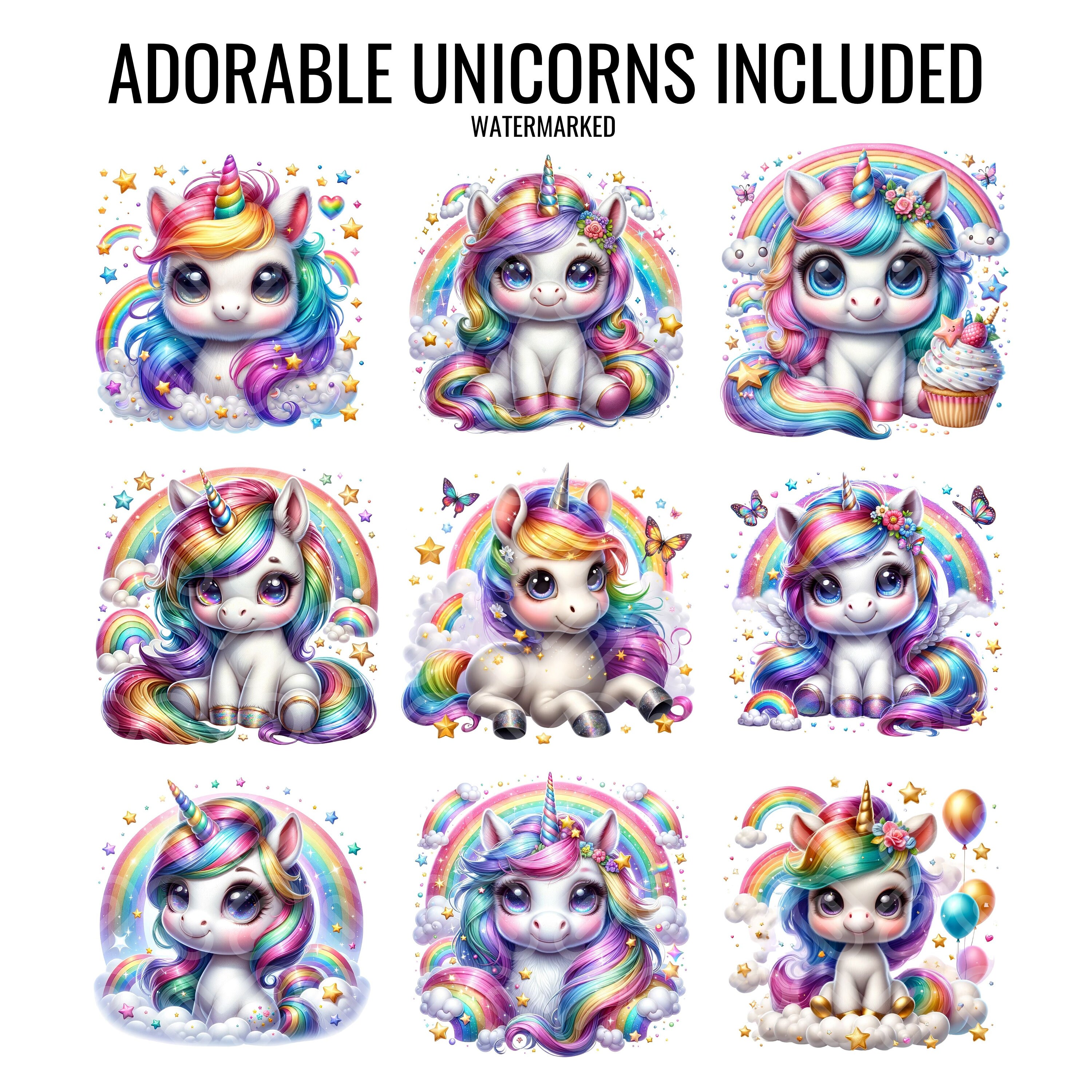 Cute & Adorable Kawaii Unicorn Clip Art Set 2 20 Unique Unicorn ...