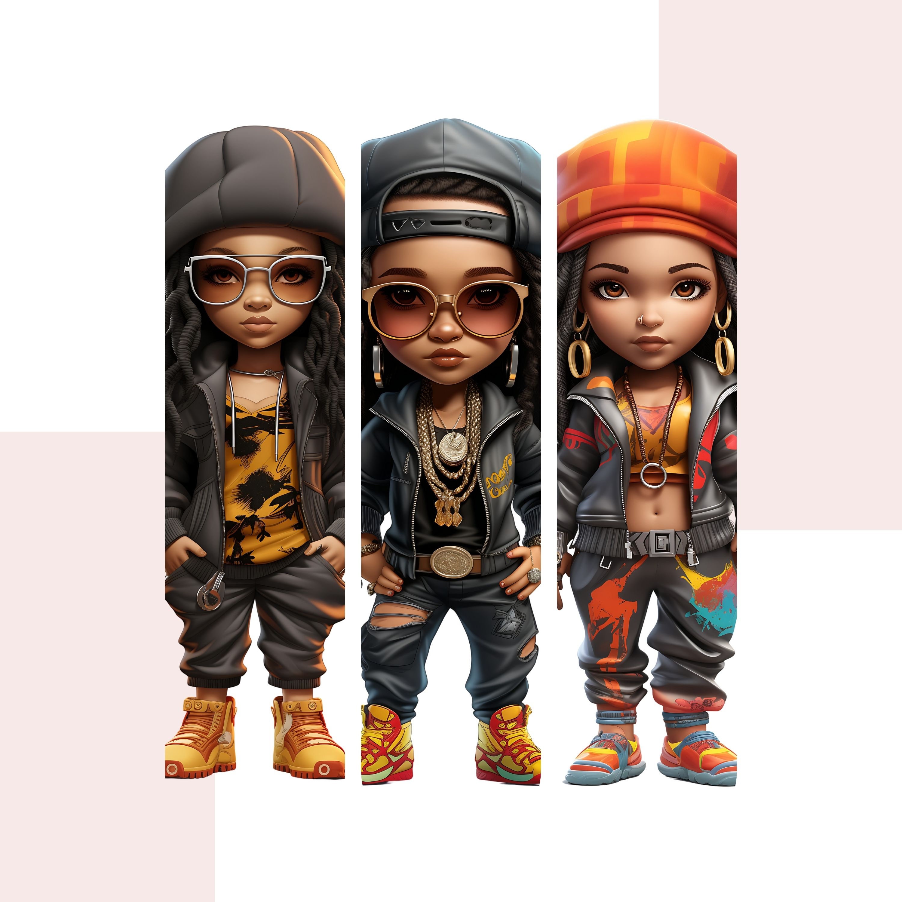 African American Female Hip Hop Chibi Clipart - Urban Divas Collection ...