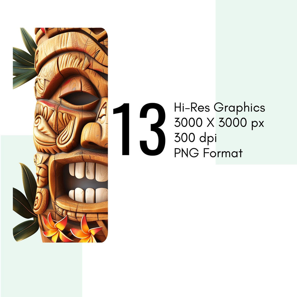 Authentic Hawaiian Tiki Mask Clipart - Realistic Tribal Collection - Etsy