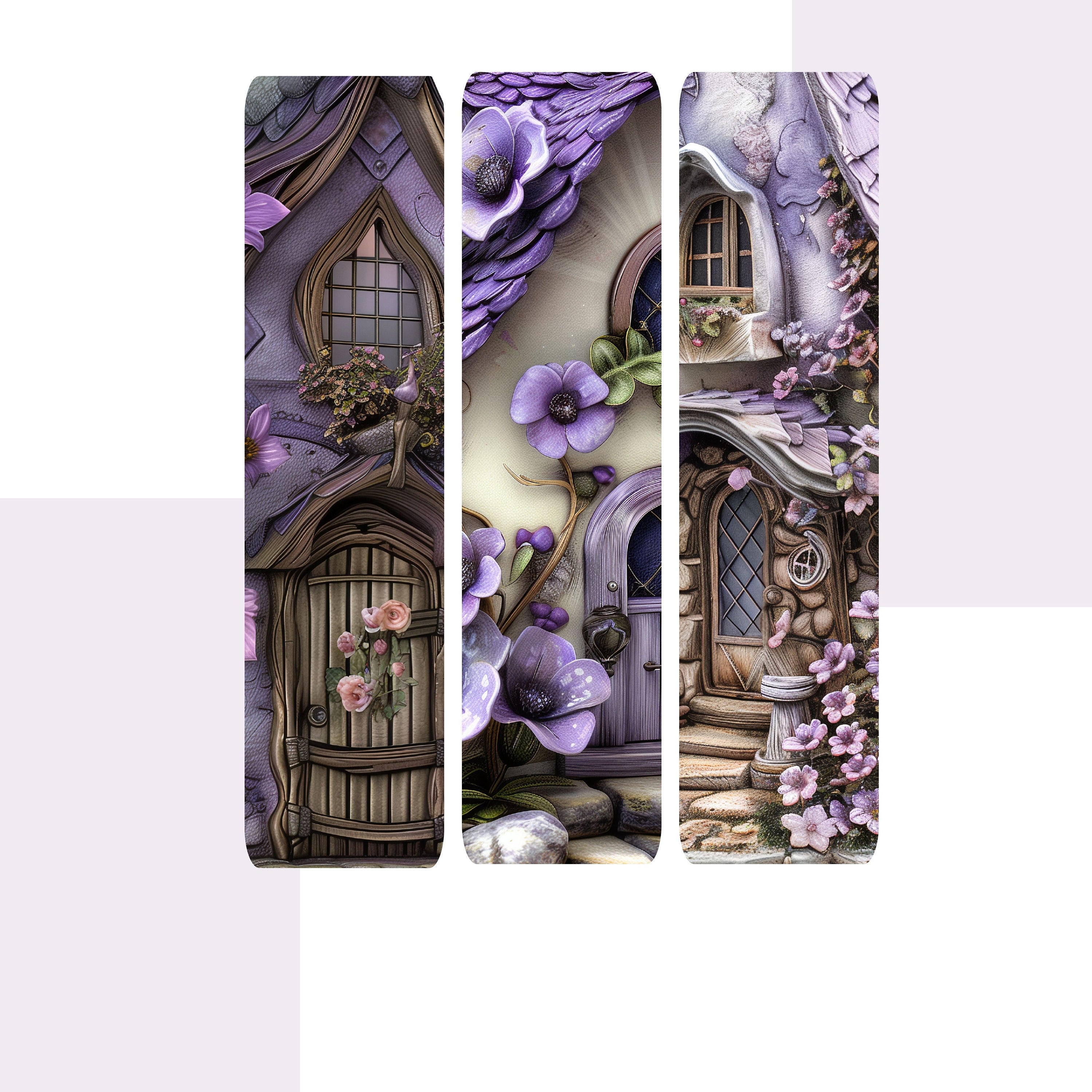 Purple Dream Fairy Houses Clipart - Cute Fantasy Homes, Dreamy Fairy ...
