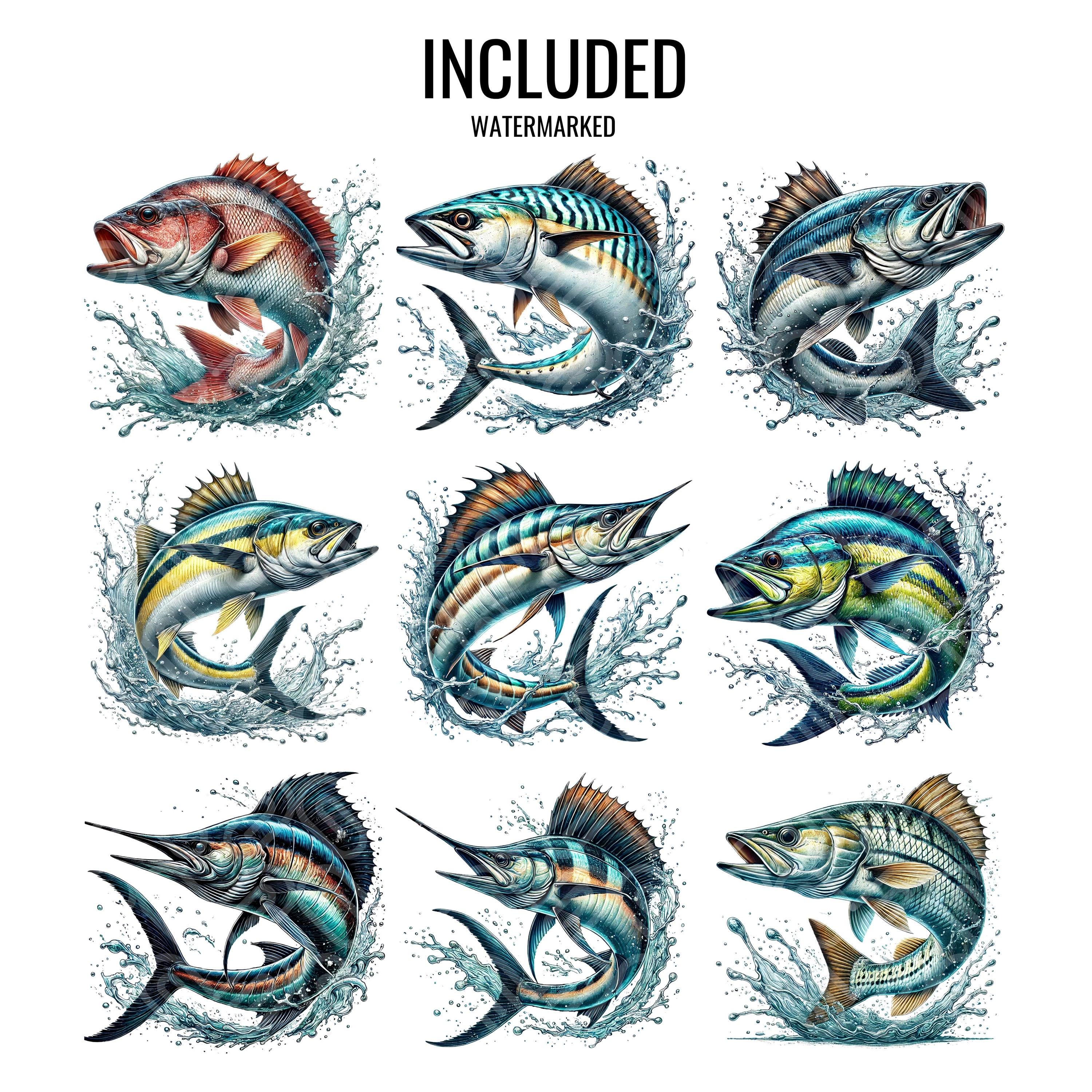 30 Saltwater Gamefish Clipart Collection Popular Ocean Sport Fishing ...