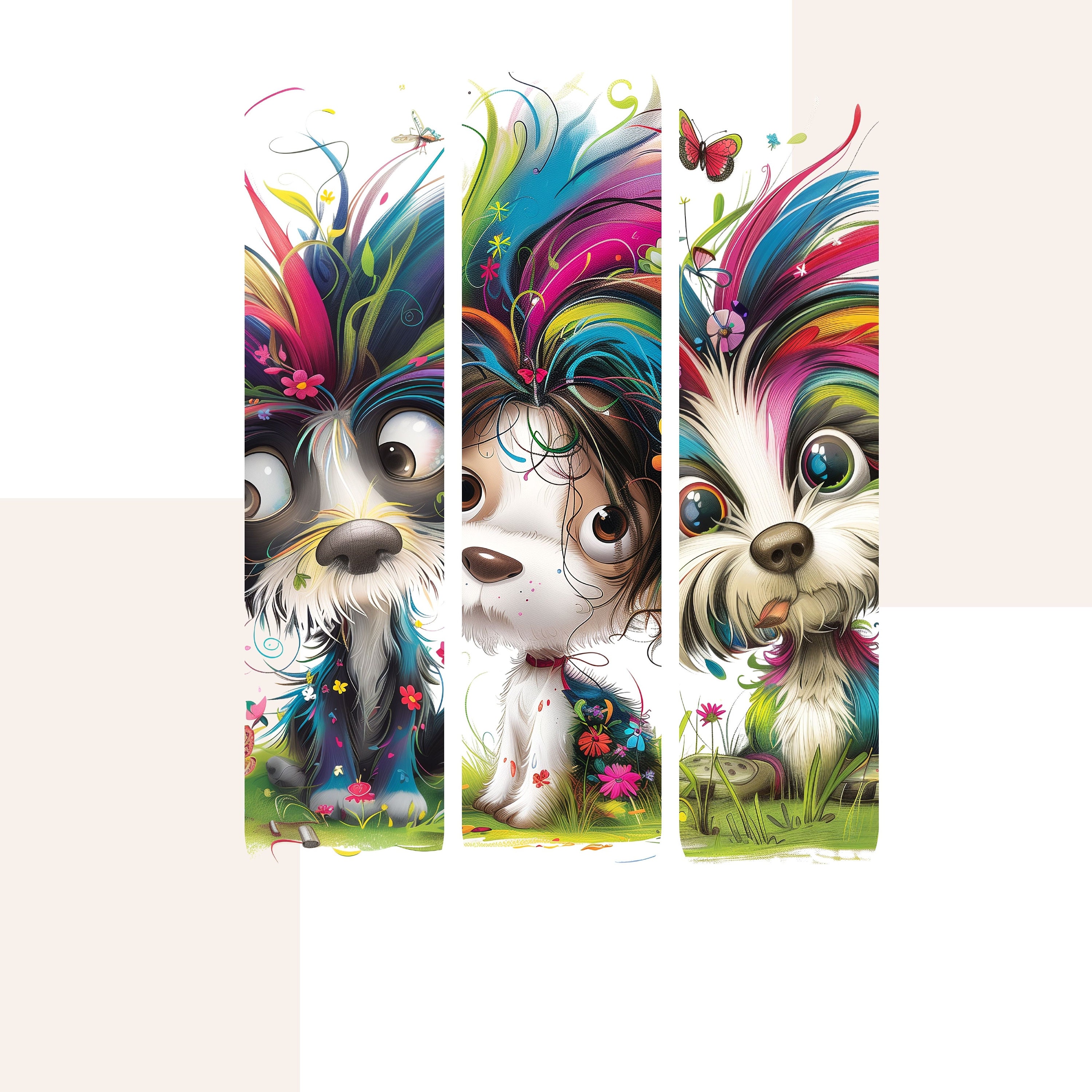 Whimsical Rainbow Puppies Clip Art Collection 14 Adorable Colorful ...