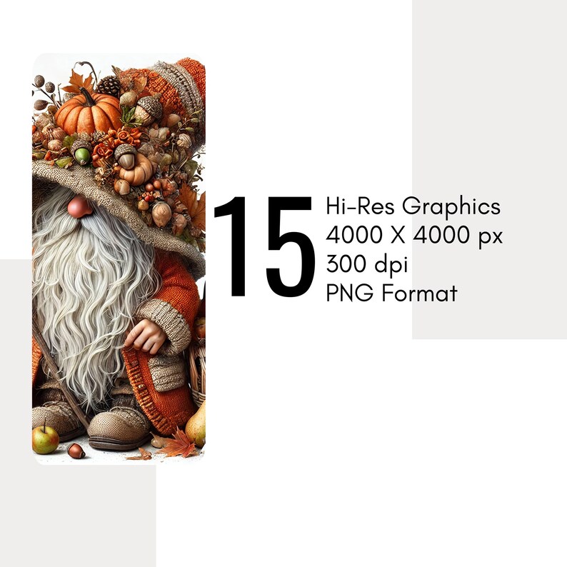 Autumn Gnome Clipart Bundle: Fall PNG Illustrations (digital Download ...