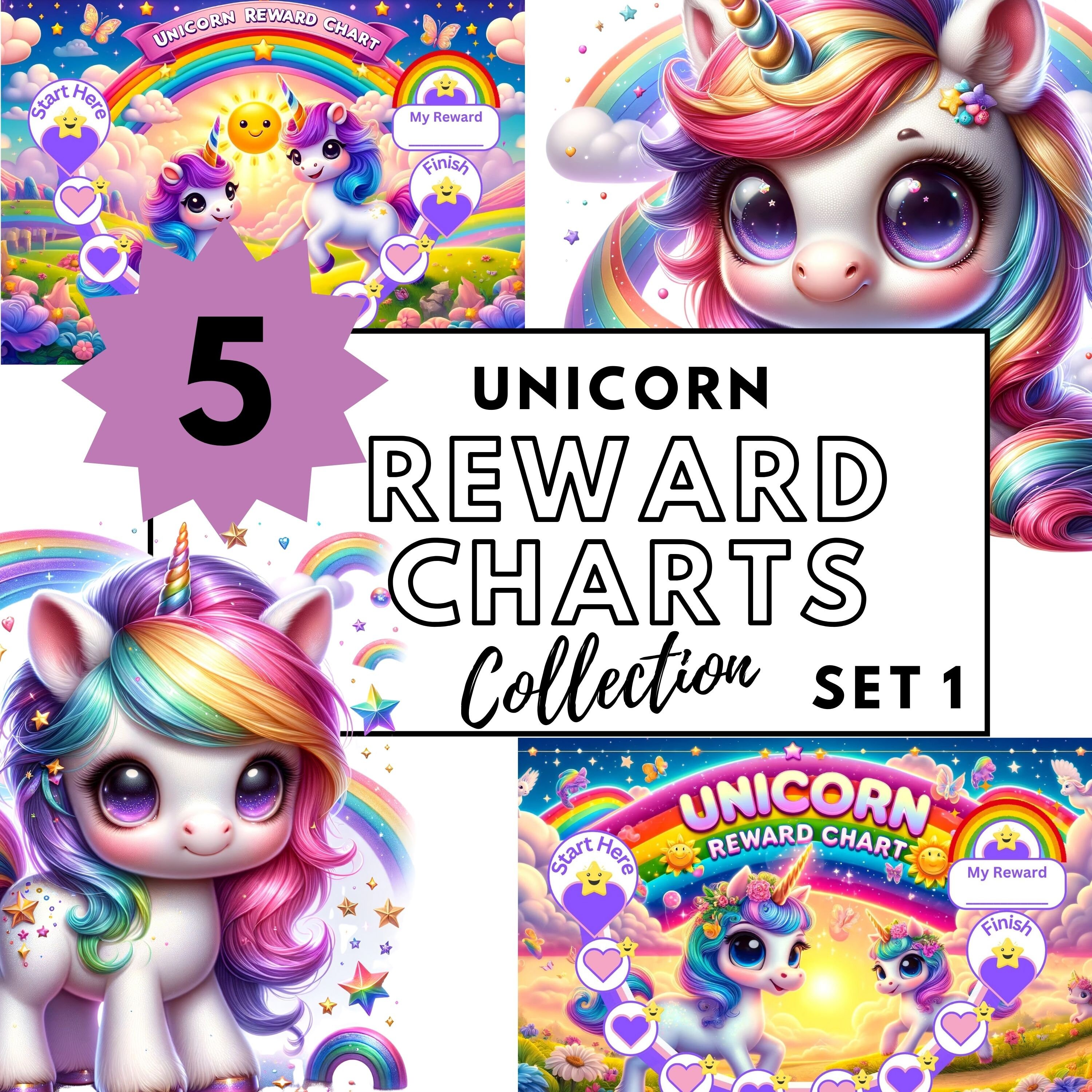 Unicorn Reward Charts for Kids - 5 Unique Printable Reward Charts for ...