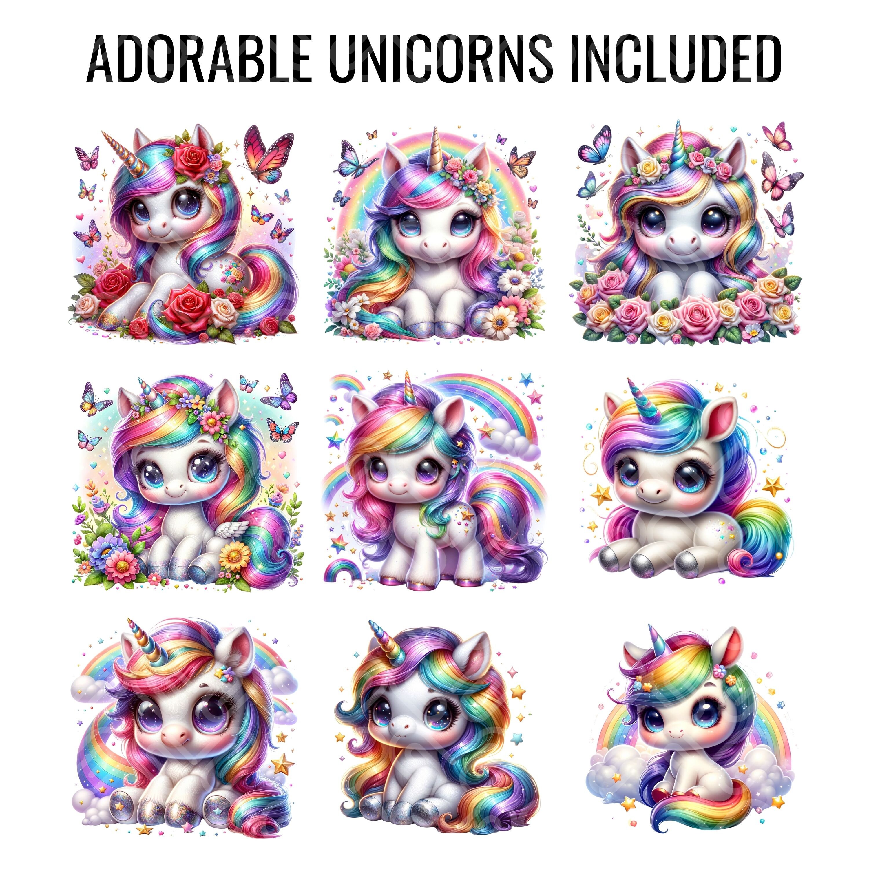Adorable Kawaii Unicorn Clip Art Bundle | Cute Unicorns for Kids Crafts ...