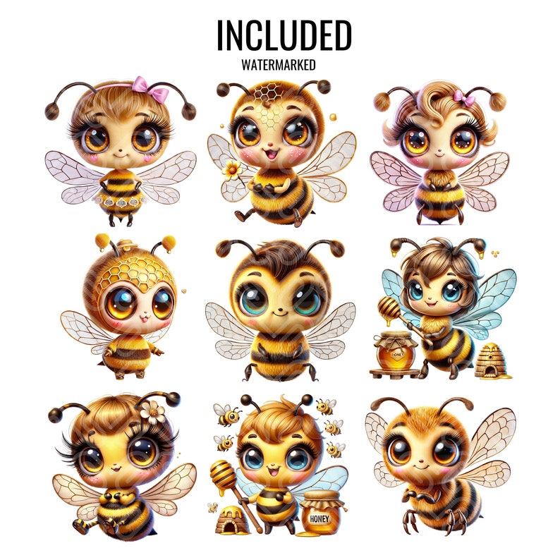 Adorable Honey Bee Clipart Bee Illustrations, Cute Insect Graphics - Etsy