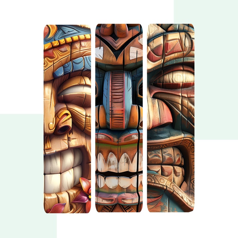 Authentic Hawaiian Tiki Mask Clipart - Realistic Tribal Collection - Etsy