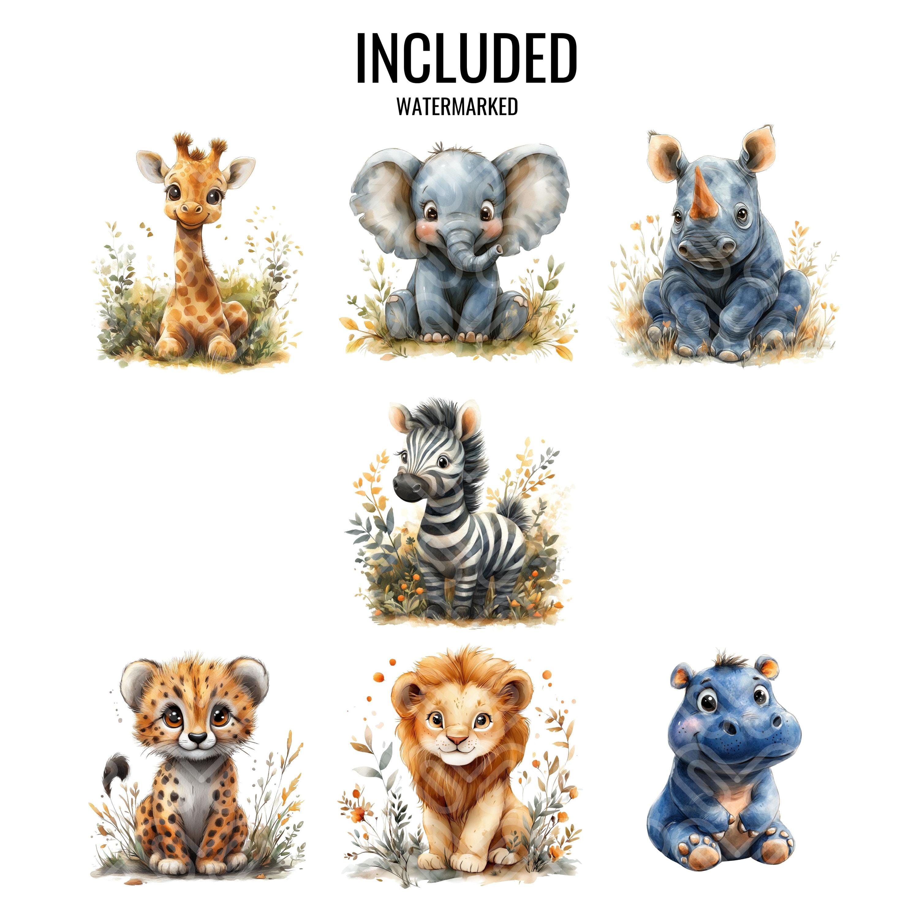 Adorable Safari Animal Clip Art Collection: 26 Cute and Whimsical ...