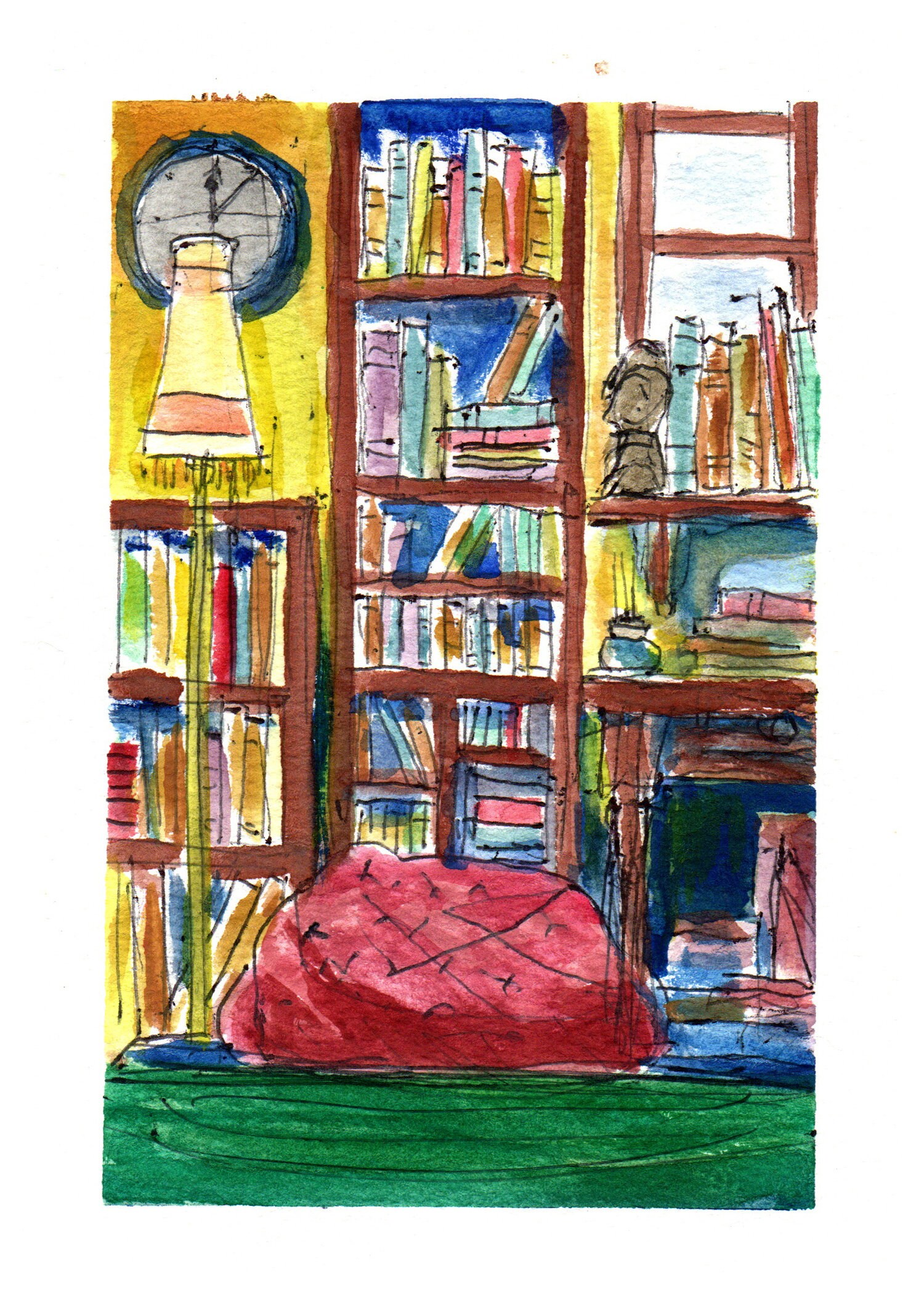 Book Nook Retreat | 5x7 | Small Library Painting | Shelf Art | Kids ...