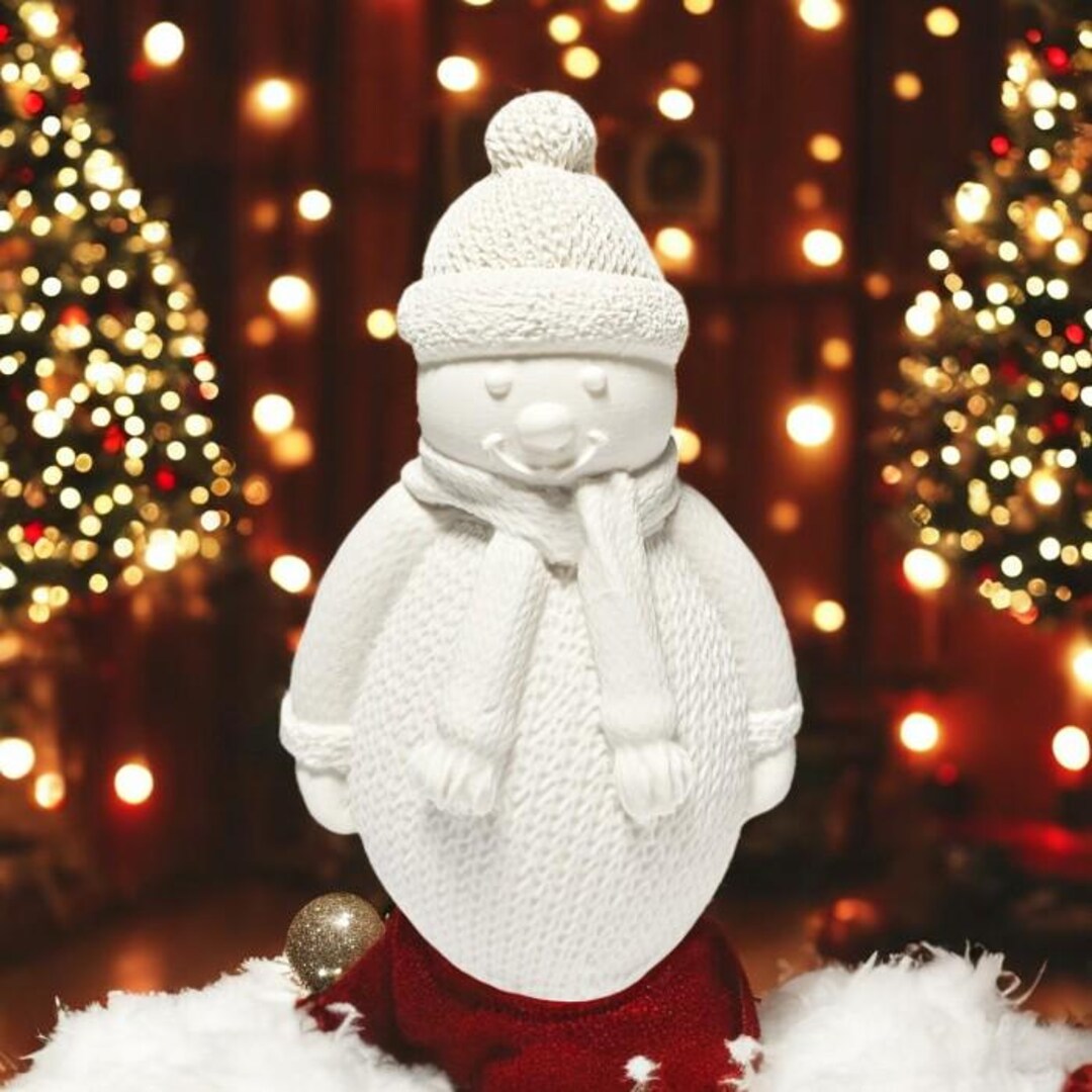 Snowman-shaped Plaster Figurine Snowflake Christmas Decoration - Etsy