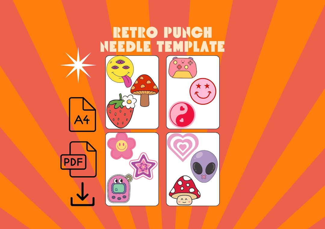 Retro Groovy Punch Needle Template: 12 Shapes (PDF Pattern) - Etsy