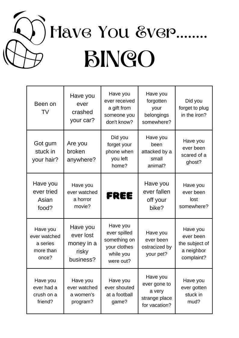 Have You Ever Bingo Page Printable A4 Pdf File, Bingo Sheets, Parties ...