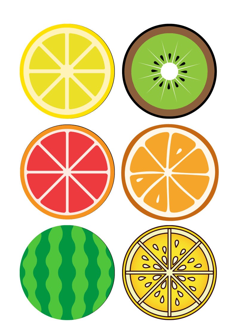 12 Round Shaped Fruits Template for Punch Needle Coaster, Punch Needle ...