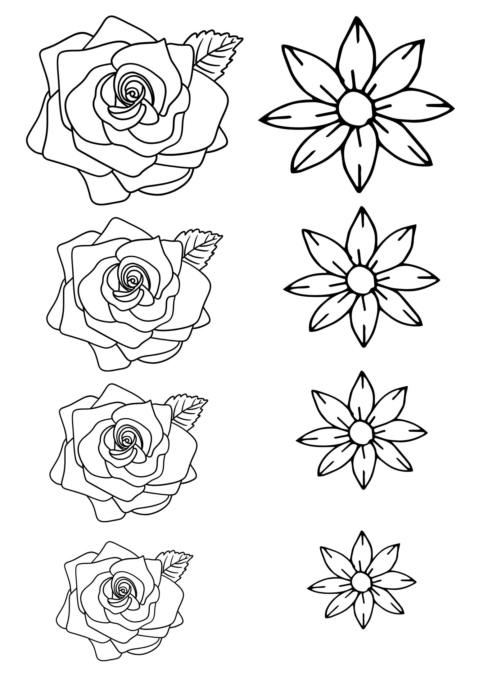 Flower Drawing Templates: 46 Printable Pages for Embroidery & Painting ...