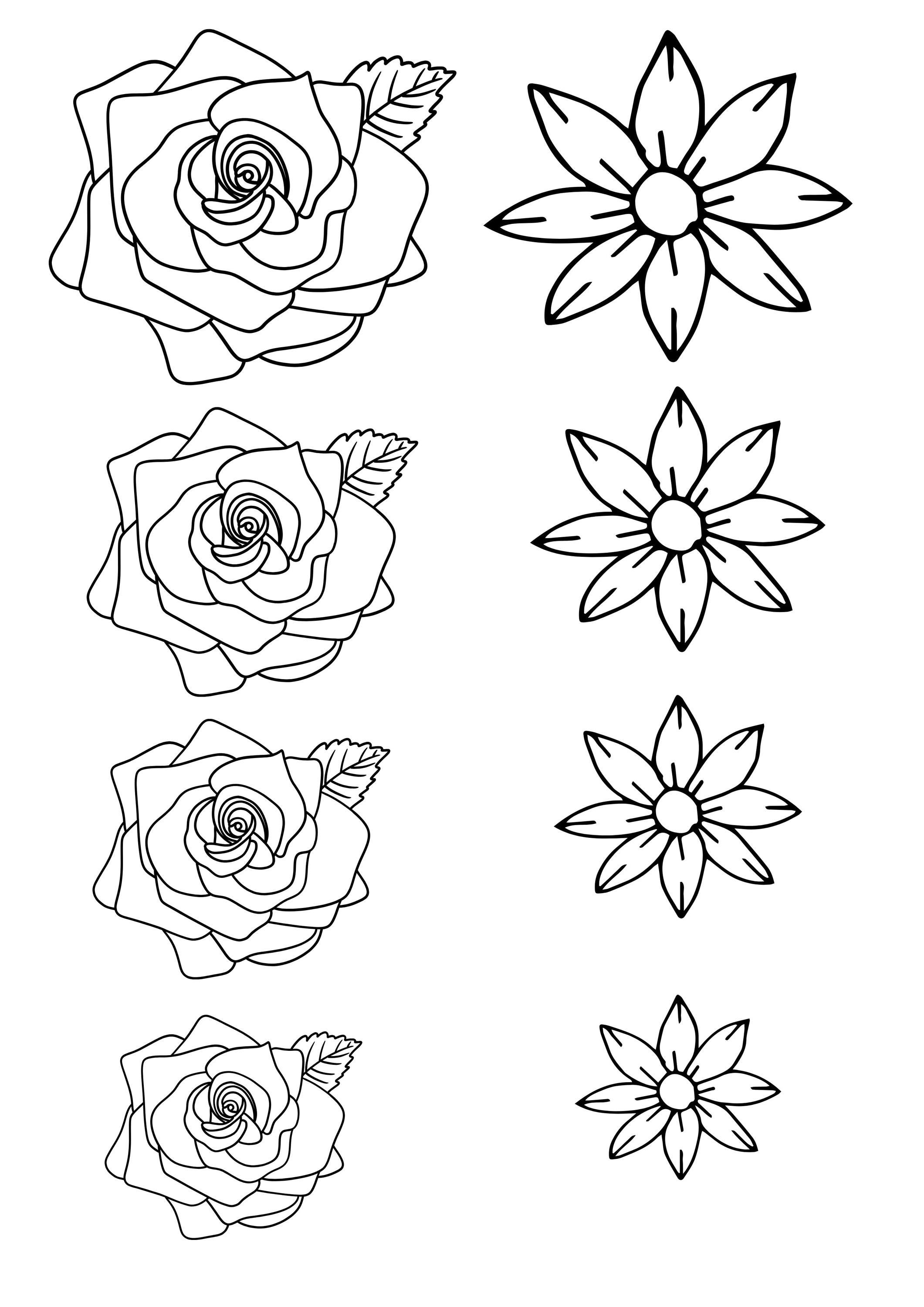 Flower Drawing Templates: 46 Printable Pages for Embroidery & Painting ...