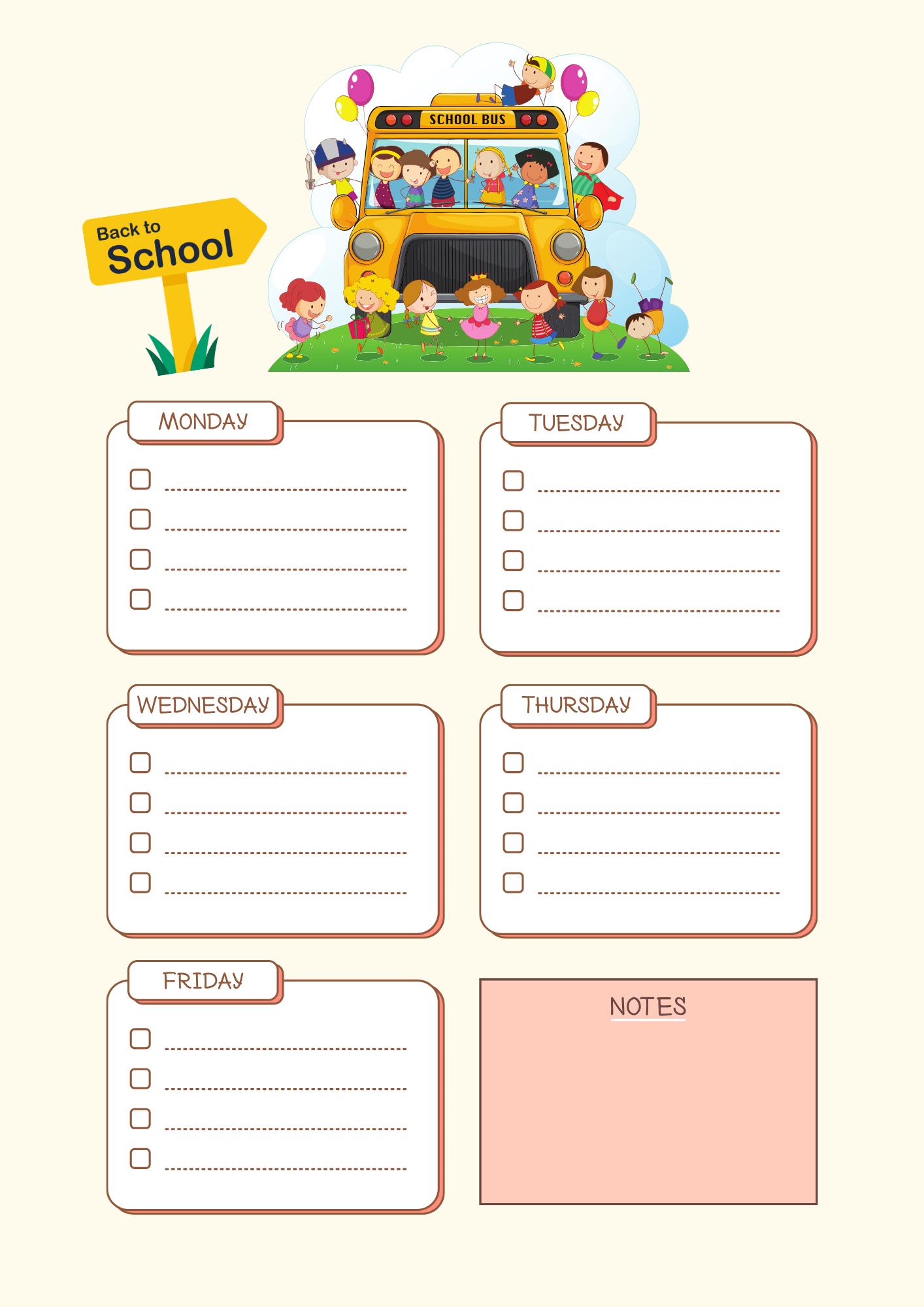 Weekly Plan for School | A4 Printable RDP PDF File | Student Planner ...