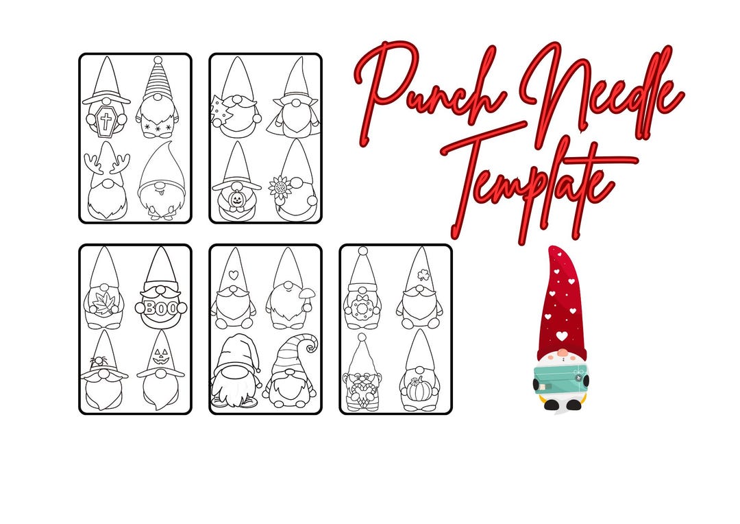 Punch Needle Templates: Gnome Printable A4 Coaster Template for ...