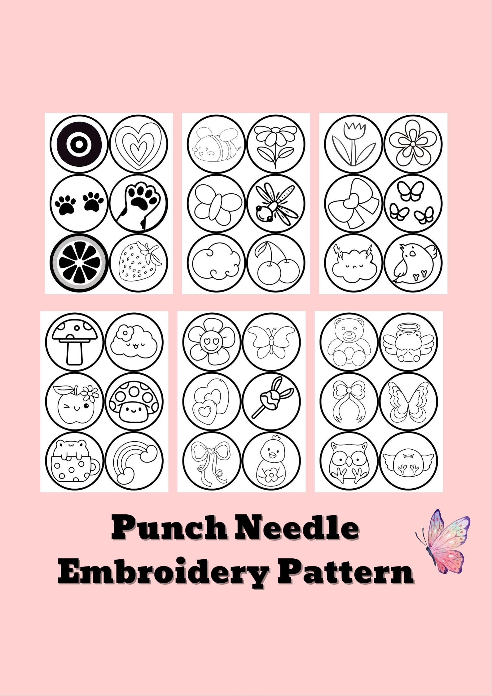Punch Needle Drink Coasters Embroidery Templates Printable Output Size ...