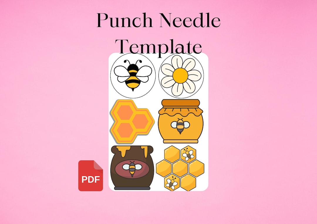 Bee and Honeycomb Themed Punch Needle Visual Series in A4 Printable Pdf ...