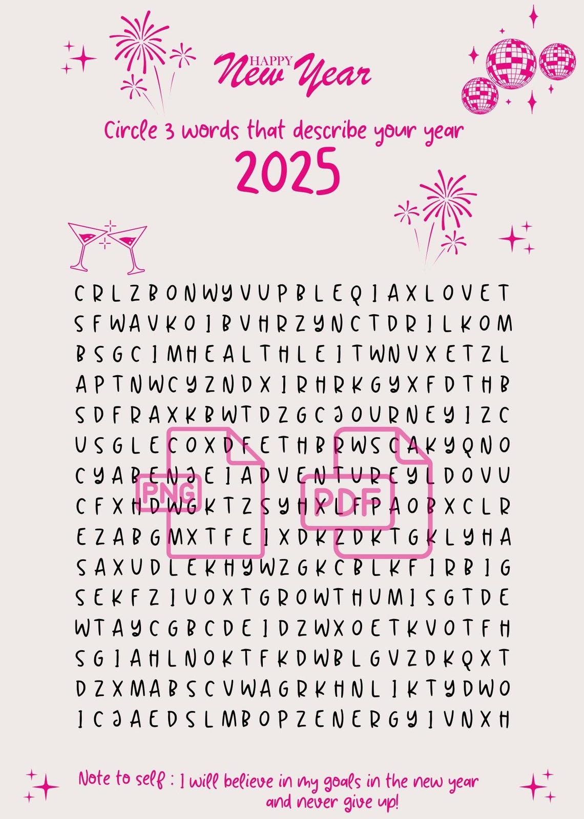 Happy New Year 2025 Word Search New Year's Eve Edition,digital Download ...