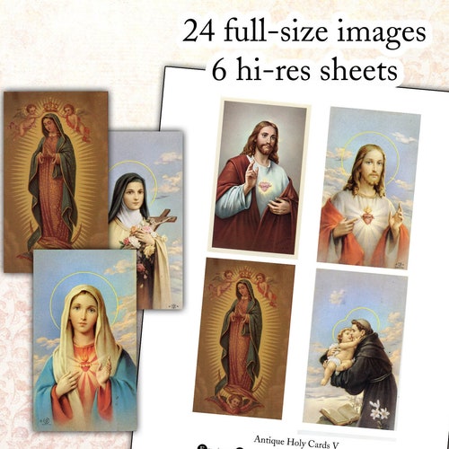 Antique Catholic Holy Cards I Digital Collage Sheet 1x2 Domino - Etsy