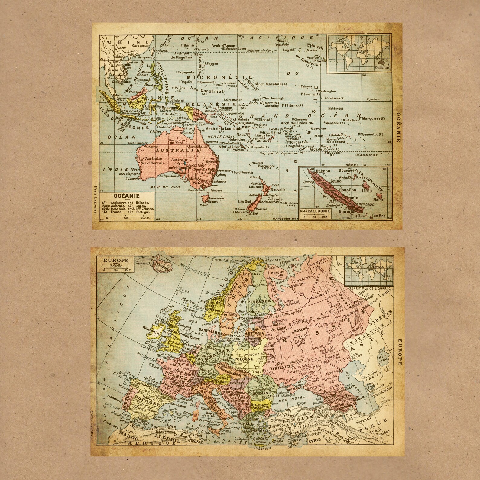 6 Antique French Maps of the World Digital Collage Sheet Set - Etsy