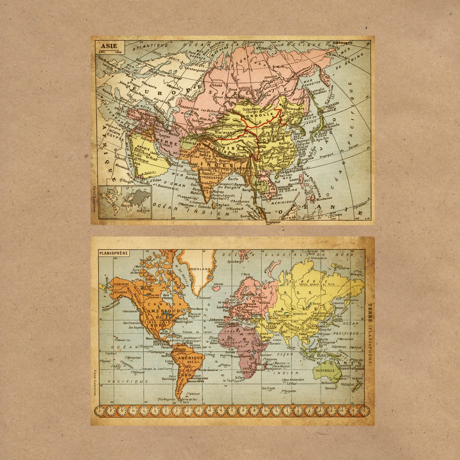 6 Antique French Maps of the World Digital Collage Sheet Set - Etsy
